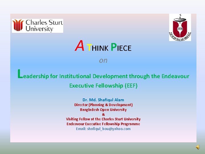 A THINK PIECE on Leadership for Institutional Development