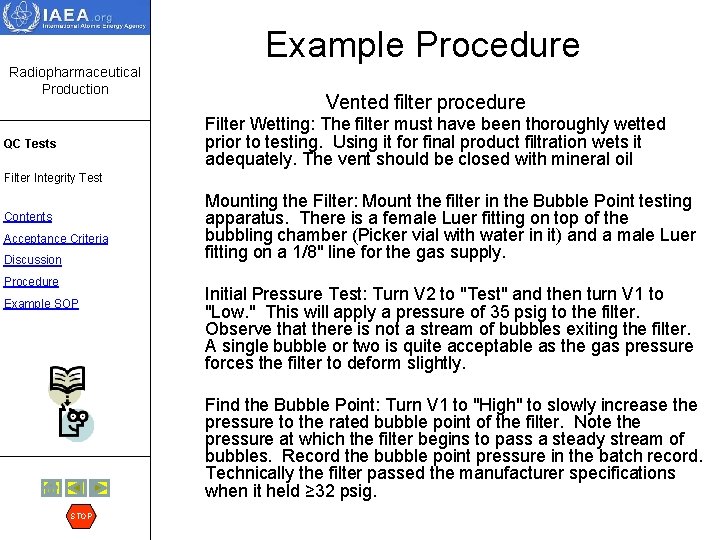Radiopharmaceutical Production Filter integrity test STOP Filter Integrity