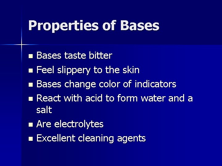 Acids and Bases Acid Group of compounds with