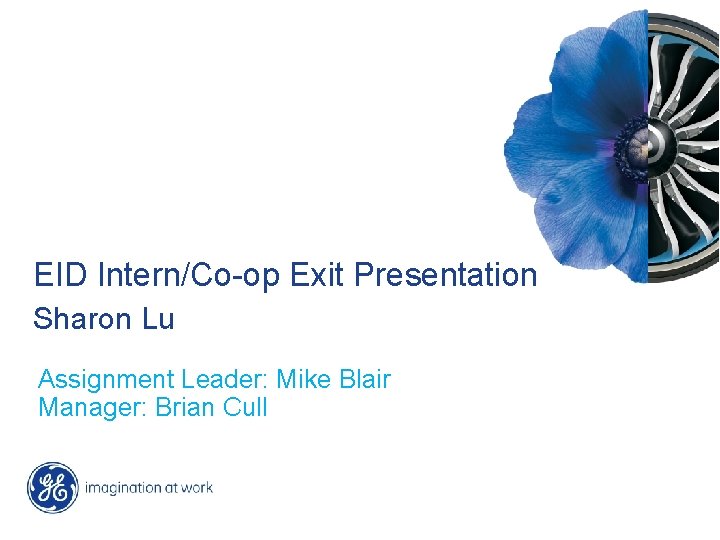 EID InternCoop Exit Presentation Sharon Lu Assignment Leader