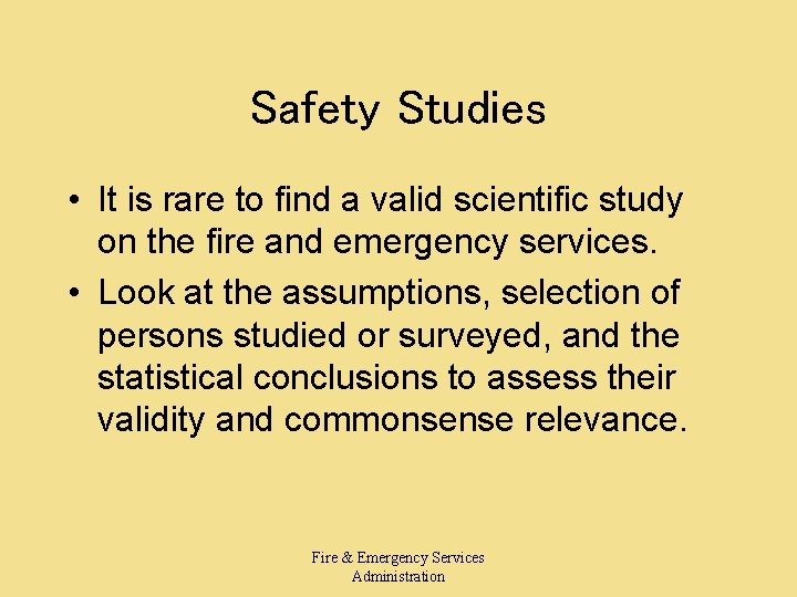 Chapter 8 Health and Safety Fire Emergency Services