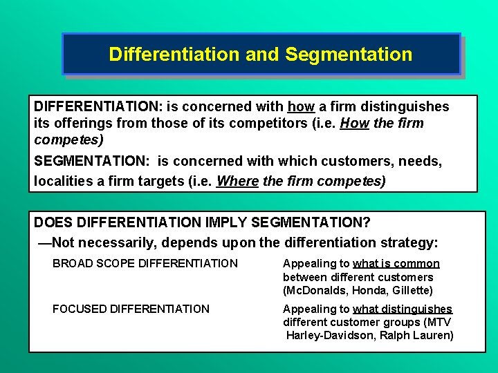 Differentiation Advantage OUTLINE The nature of differentiation ...