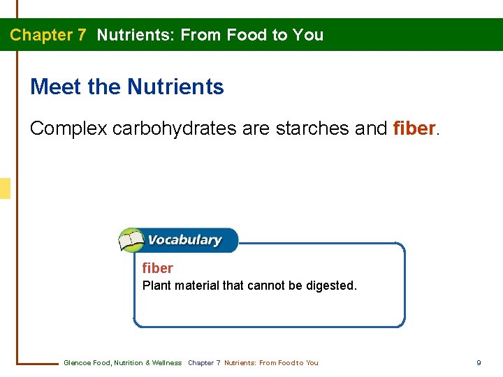 7 Chapter 7 Nutrients From Food to You