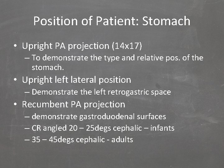 Stomach Barium Meal RT205 B MIDTERM What is