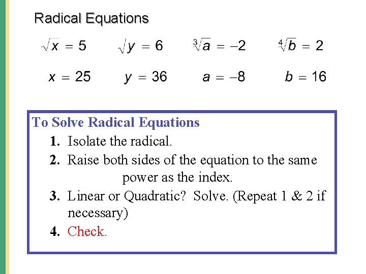 10 6 Radical Equations and Problem Solving 1