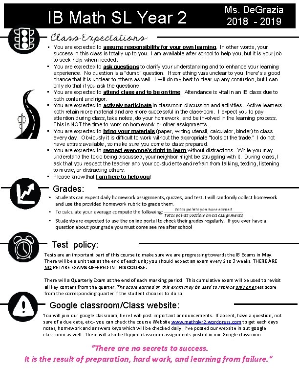IB Math SL Year 2 Ms De Grazia