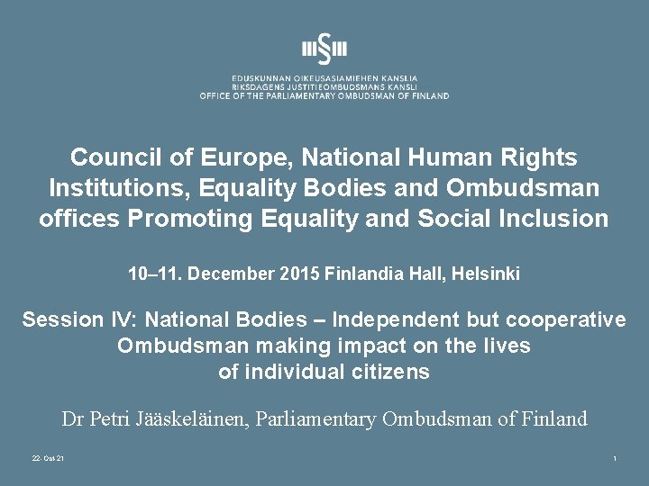 Council of Europe National Human Rights Institutions Equality