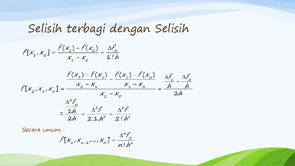 Interpolasi Newton Gregory Maju dan Mundur Polinom NewtonGregory