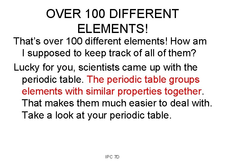 PERIODIC TABLE AND BONDING A VIEW FROM THE