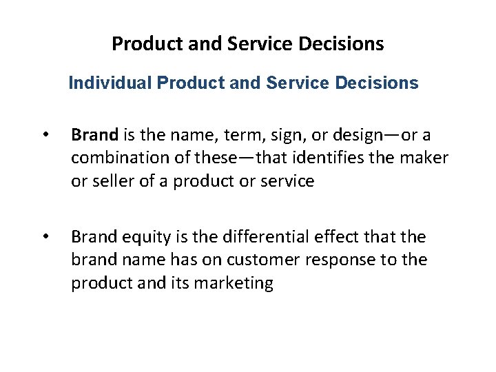 Recap 9 1 Product and Service Decisions Individual