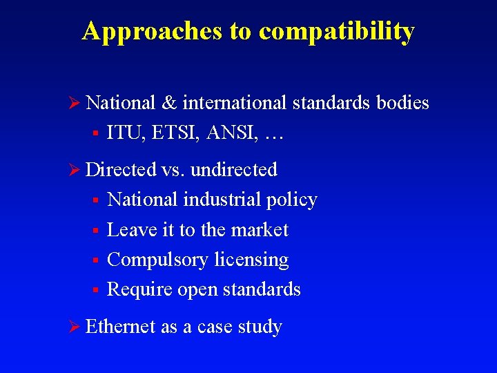 Economics of Technical Compatibility Standards Yale Braunstein Background