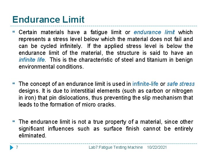 Lab 8 Fatigue Testing Machine 1 Lab 7