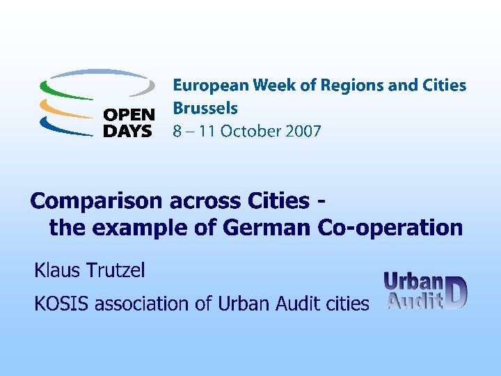 Comparison across cities the example of German cooperation