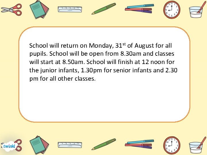 Welcome back to Ringaskiddy Lower Harbour National School
