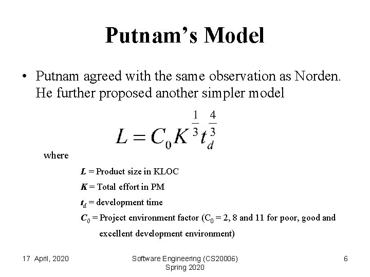 Software Engineering CS 20006 Lecture 23 Staff Planning