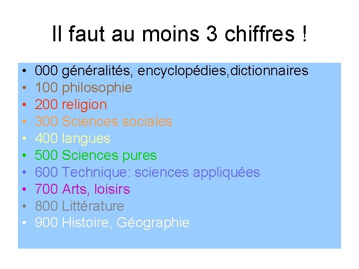 LE CLASSEMENT DES LIVRES DOCUMENTAIRES Au CDI du