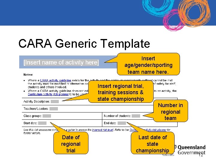 Curriculum Activity Risk Assessment CARA Safety is achieved