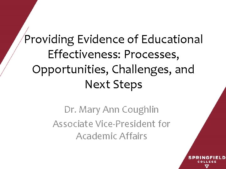 Providing Evidence of Educational Effectiveness Processes Opportunities ...