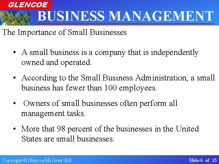 GLENCOE BUSINESS MANAGEMENT RealWorld Applications Connections Section 1