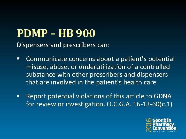 Georgias New and Improved PDMP Greg Reybold J