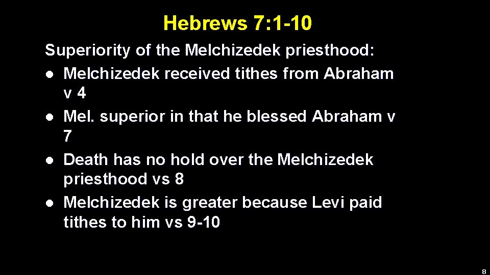The Book of Hebrews Lesson 7 Chapter 7