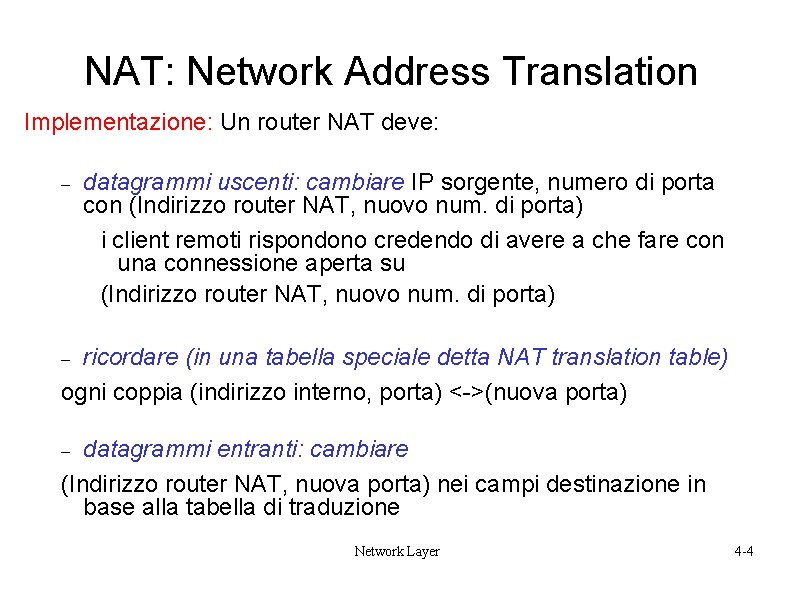 NAT e Firewall traversal NAT Network Address Translation