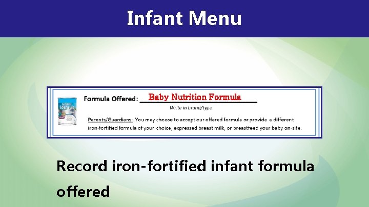 Child and Adult Care Food Program CACFP Infant