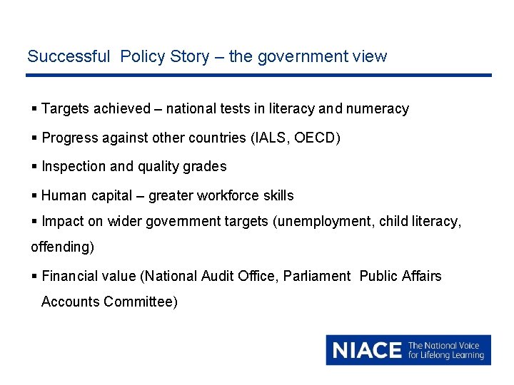 Challenges to Policy Cohesion The Skills for Life