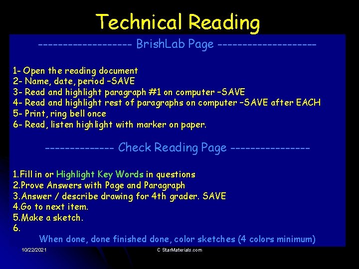 The Steps of Technical Reading Brish Lab Reading