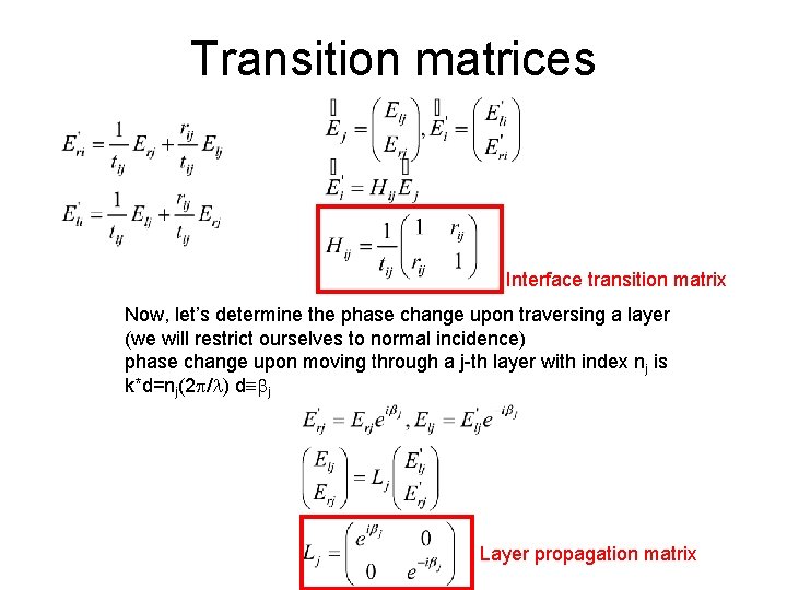 Multiple Beam Interference at Dielectric Interfaces n 1