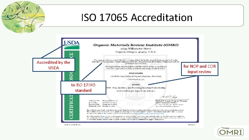 Material Review and Organic Certification Biological Products Industry