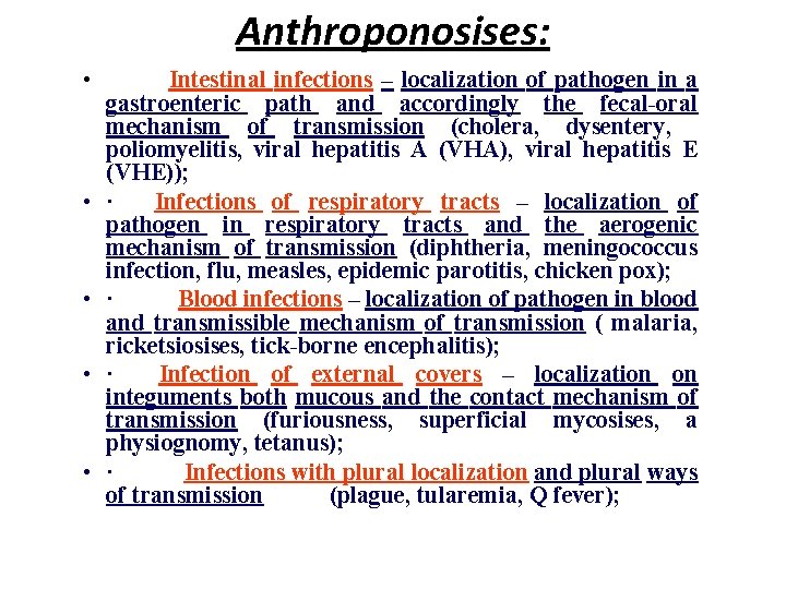 Department of infectious diseases Classification of infectious Diseases