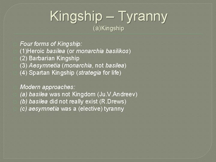 Political Regimes of Antiquity Ancient theory and Modern