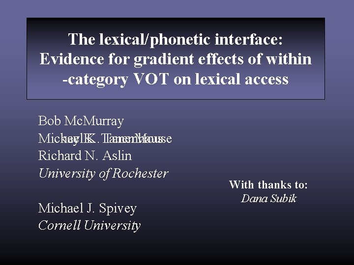 The lexicalphonetic interface Evidence for gradient effects of