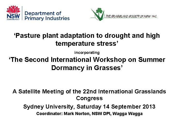 Pasture plant adaptation to drought and high temperature