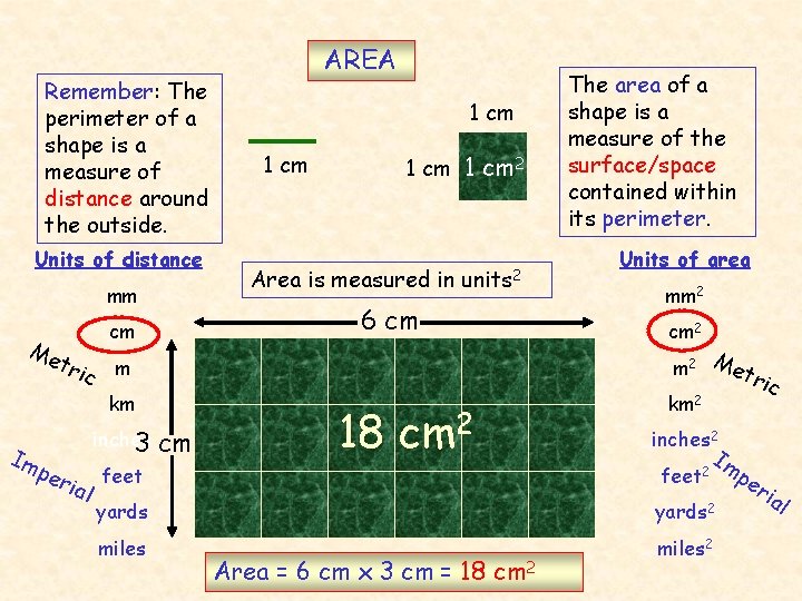 Area and Volume You will be able to