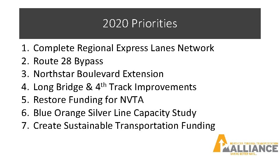 2020 Transportation Update Building a 21 st Century