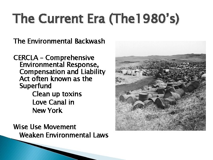Environmental History of the US Four Major Eras