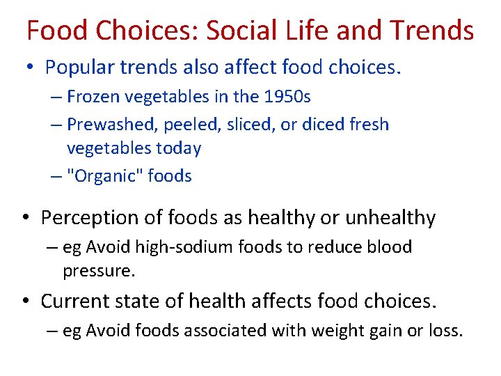 Food Choices Social Life and Trends Popular trends