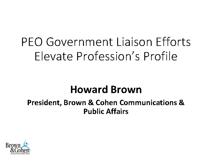 PEO Government Liaison Efforts Elevate Professions Profile Howard