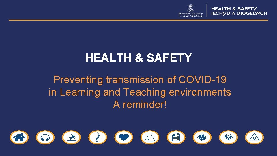 HEALTH SAFETY Preventing transmission of COVID19 in Learning