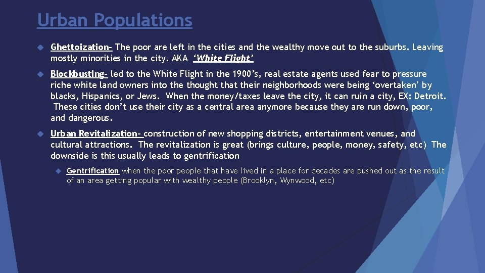 URBAN GEOGRAPHY Previously released FRQs from college board