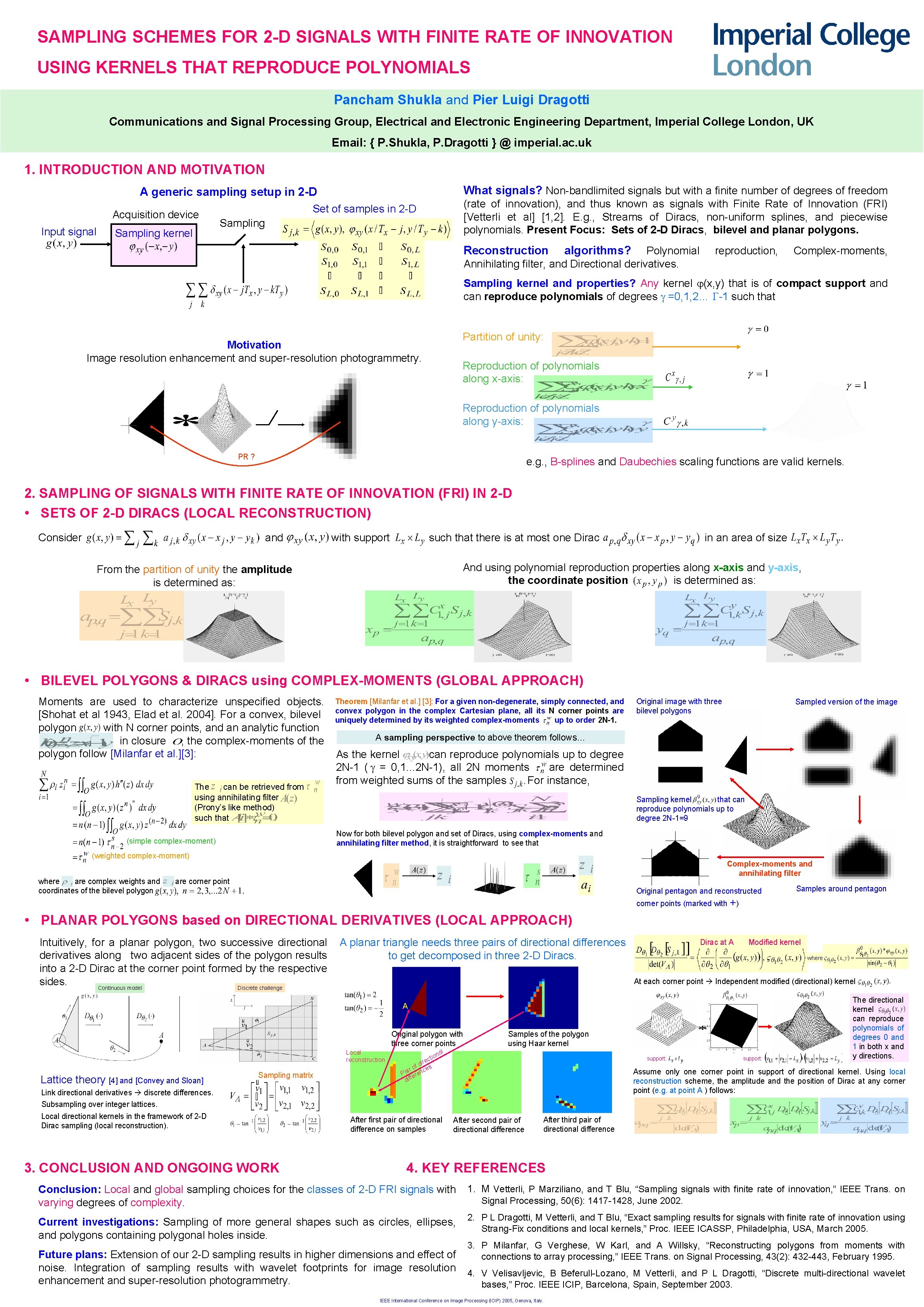 SAMPLING SCHEMES FOR 2 D SIGNALS WITH FINITE
