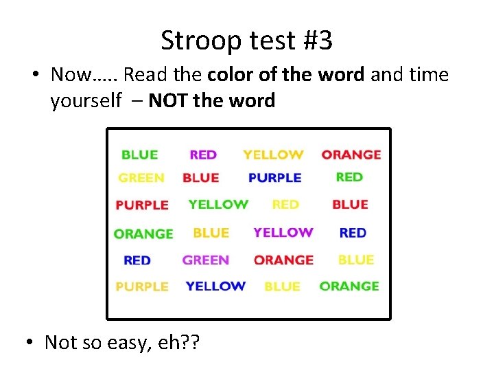 Stroop Effect named after J Ridley Stroop described