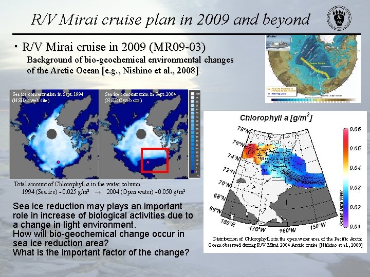 RV Mirai cruise plan in 2009 and beyond