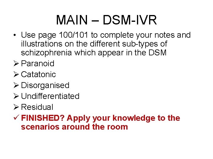 Learning Objectives To know the main symptoms which