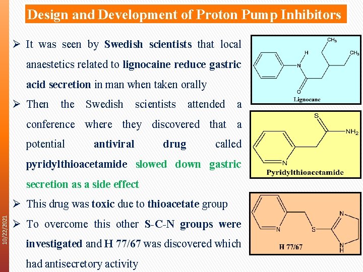PROTON PUMP INHIBITORS Medicinal Chemistry III B Pharm