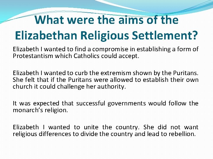 What did the Elizabethan Religious Settlement establish in