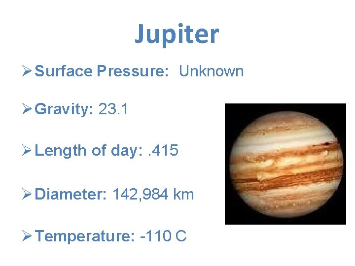 Planet Facts Planet Size Vocabulary Surface Pressure bars