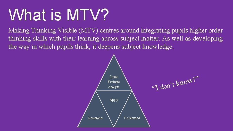 Making Thinking Visible Overview This short presentation aims
